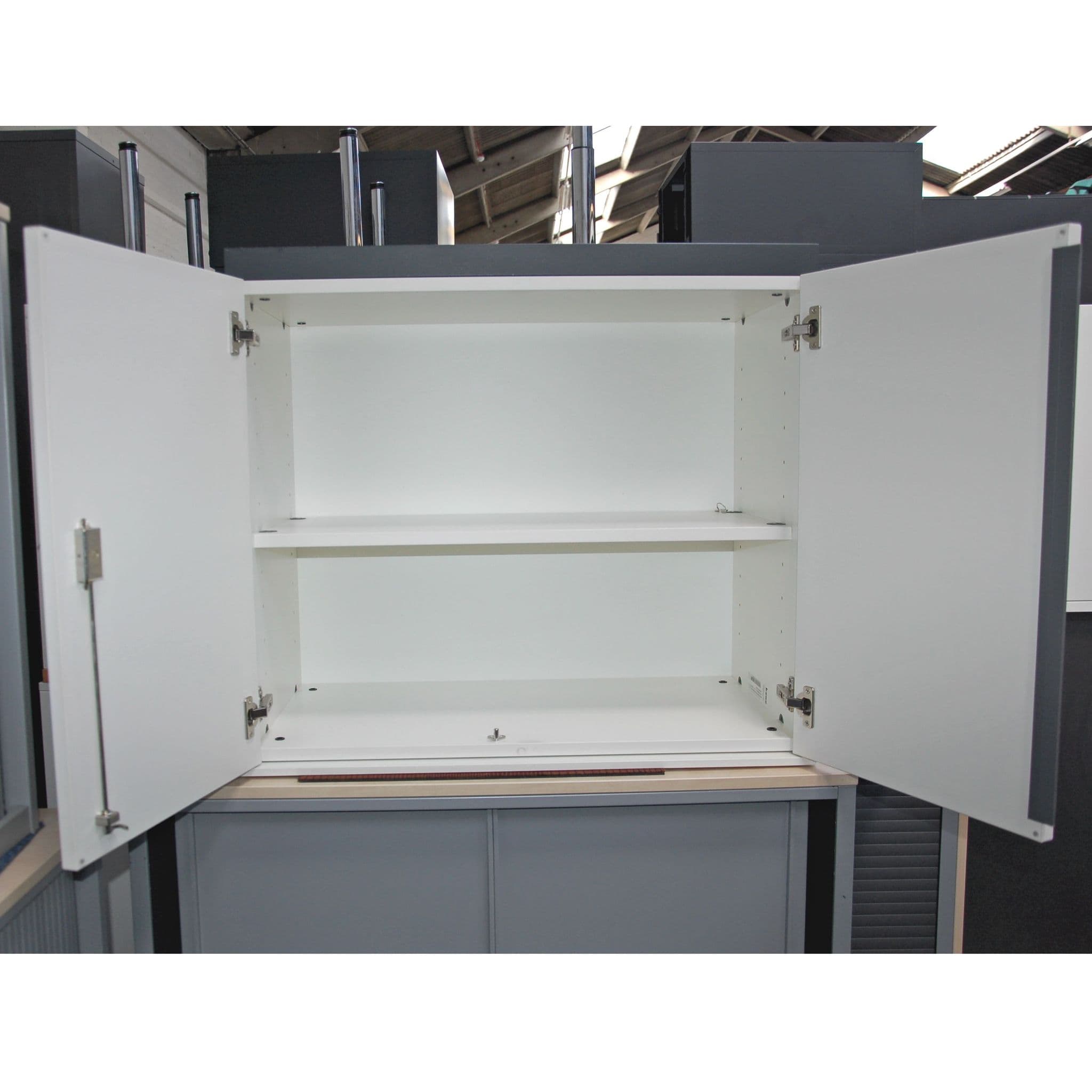 Bene White Lockable Unit | grey two door cupboard | office storage cupboard
