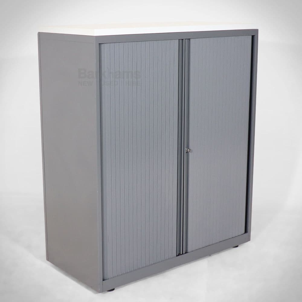 Tambour Unit in Grey| Grey Tambour Unit with White Top| Locking Tambour ...