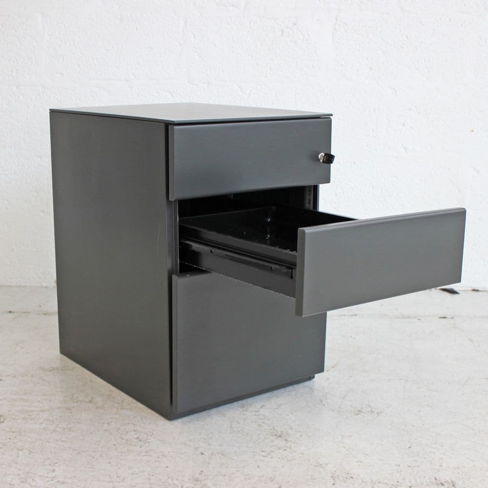 Black 3 Drawer Pedestal | Black desk drawers | Metal Pedestal