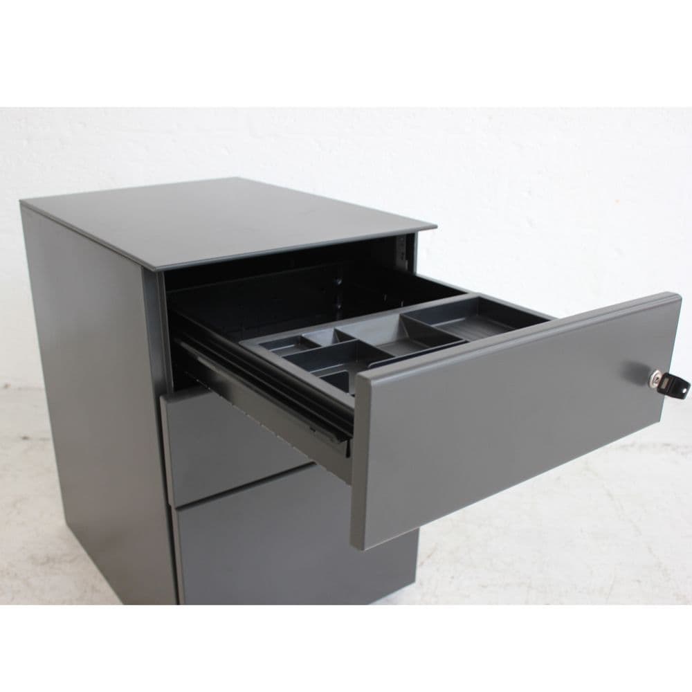 Black 3 Drawer Pedestal | Black desk drawers | Metal Pedestal