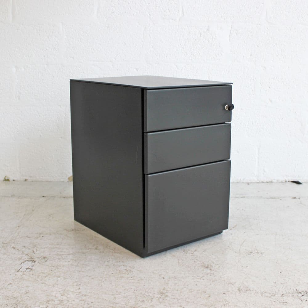 Black 3 Drawer Pedestal | Black desk drawers | Metal Pedestal