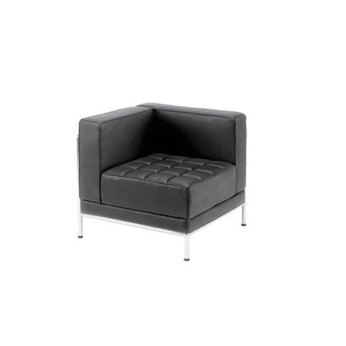 Black and Chrome Modular Reception Seating | black leather sofa | reception chairs