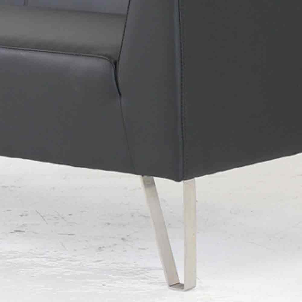 Black Faux Leather Sofa on steel loop legs | black sofa | office sofa