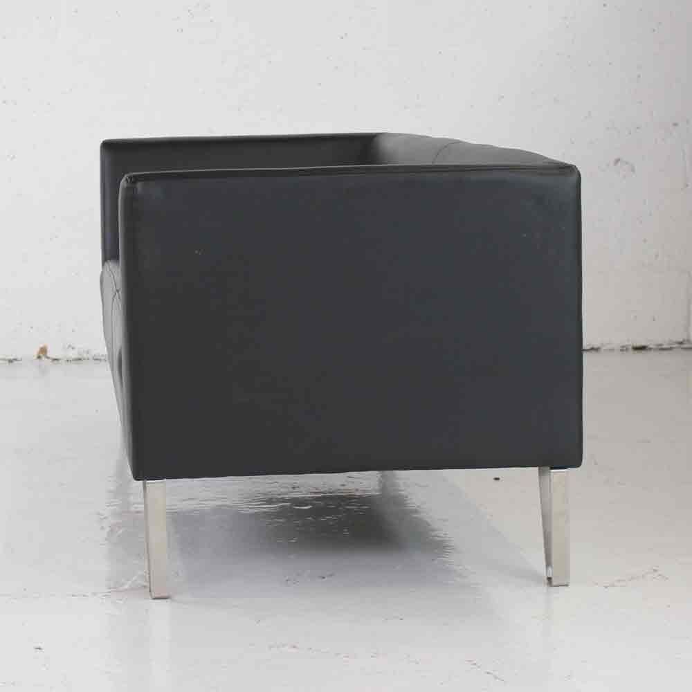 Black Faux Leather Sofa on steel loop legs | black sofa | office sofa