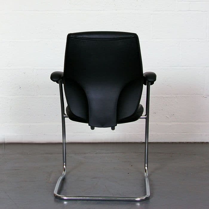 Black Giroflex Leather Meeting Chair | chrome cantilever meeting chair ...