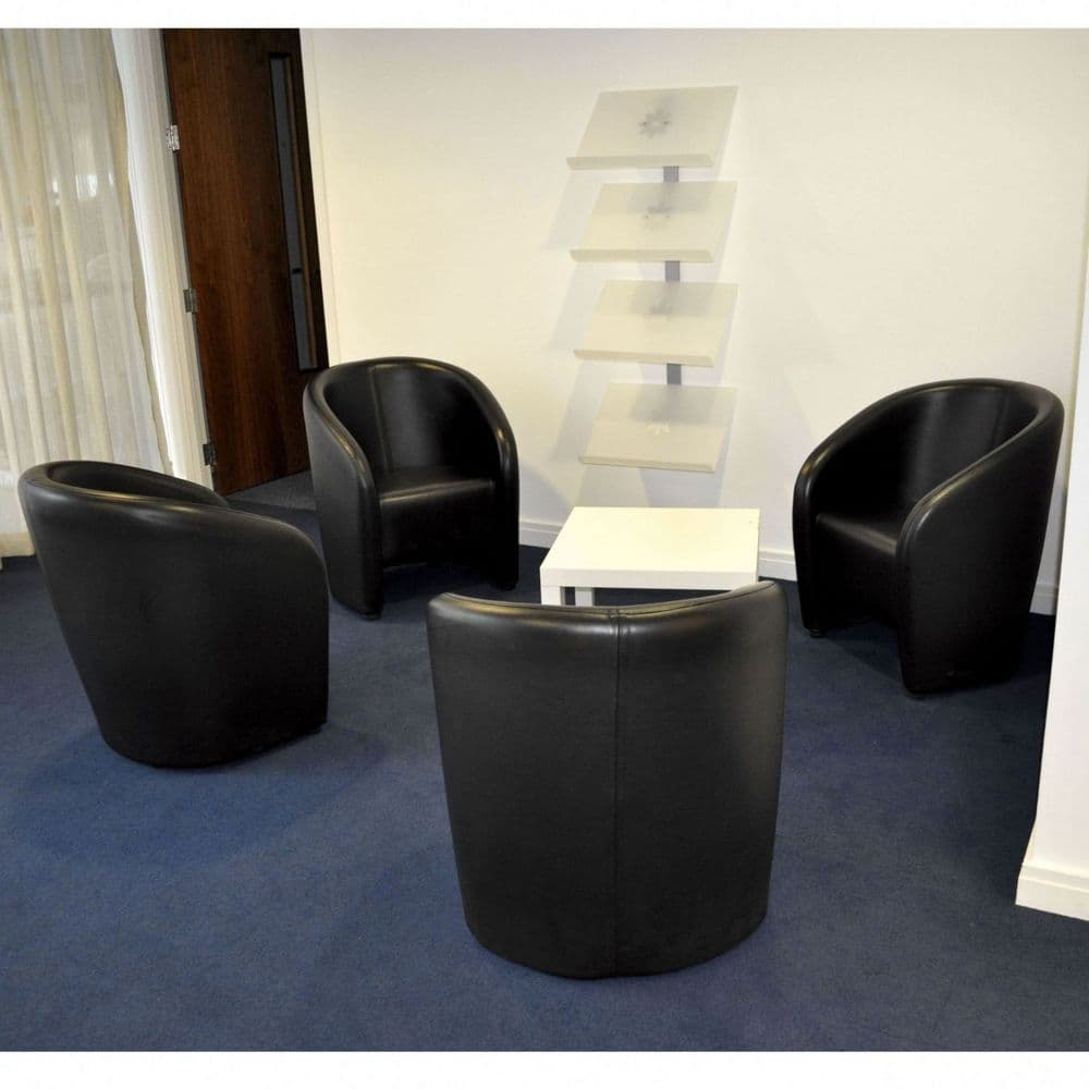 Black Leather Tub Reception Chairs | leather chair | reception seat in ...