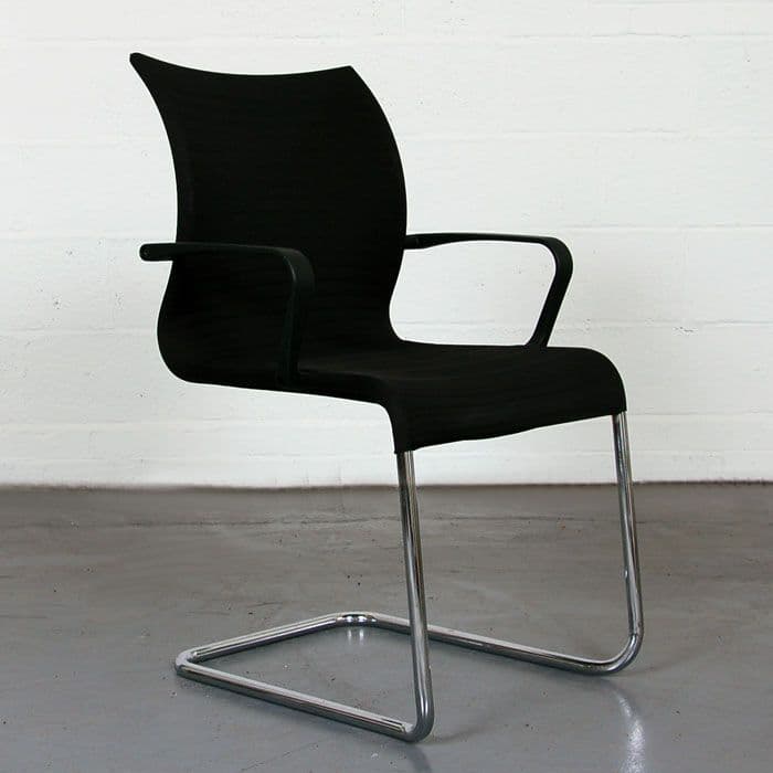 Black Mesh Meeting Chair | cantilever meeting chair | black chair with ...