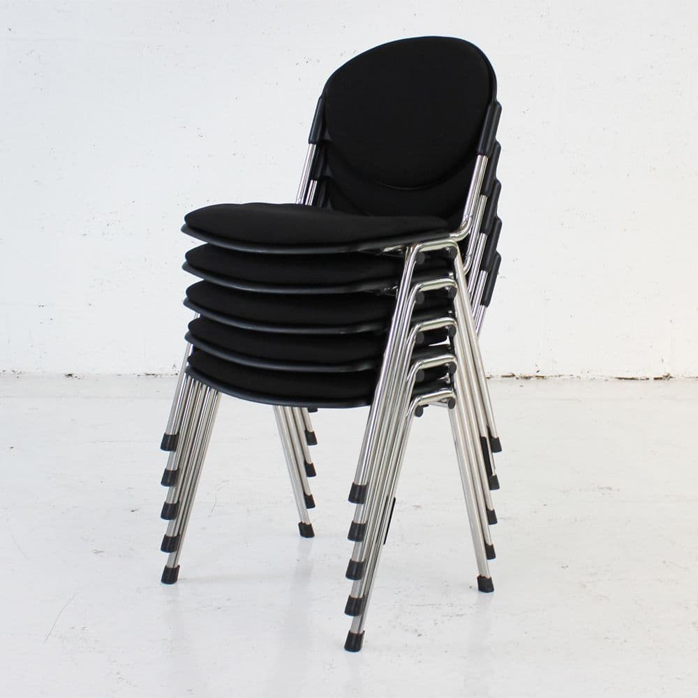 Black Stackable Meeting Chairs | black meeting seats | chrome frame chair