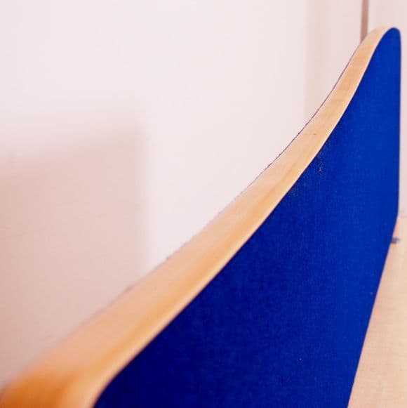 Blue wave desk mounted screen with Maple surround | curved privacy ...