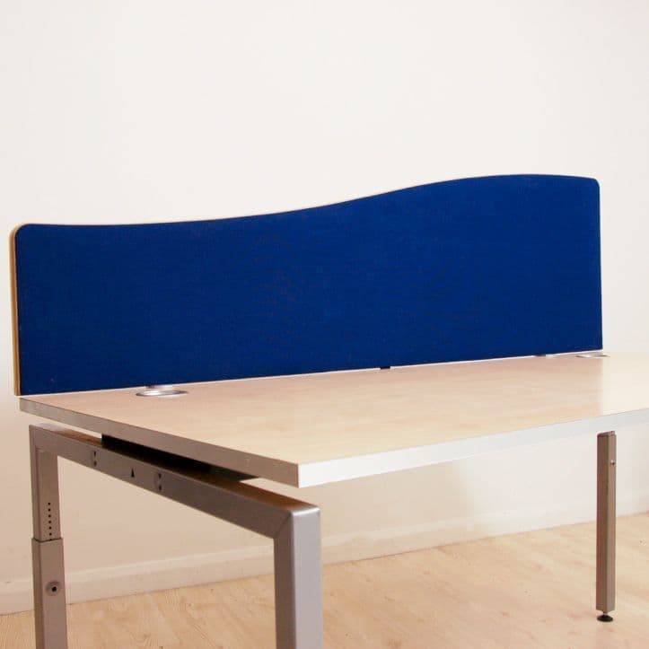 Blue wave desk mounted screen with Maple surround | curved privacy ...