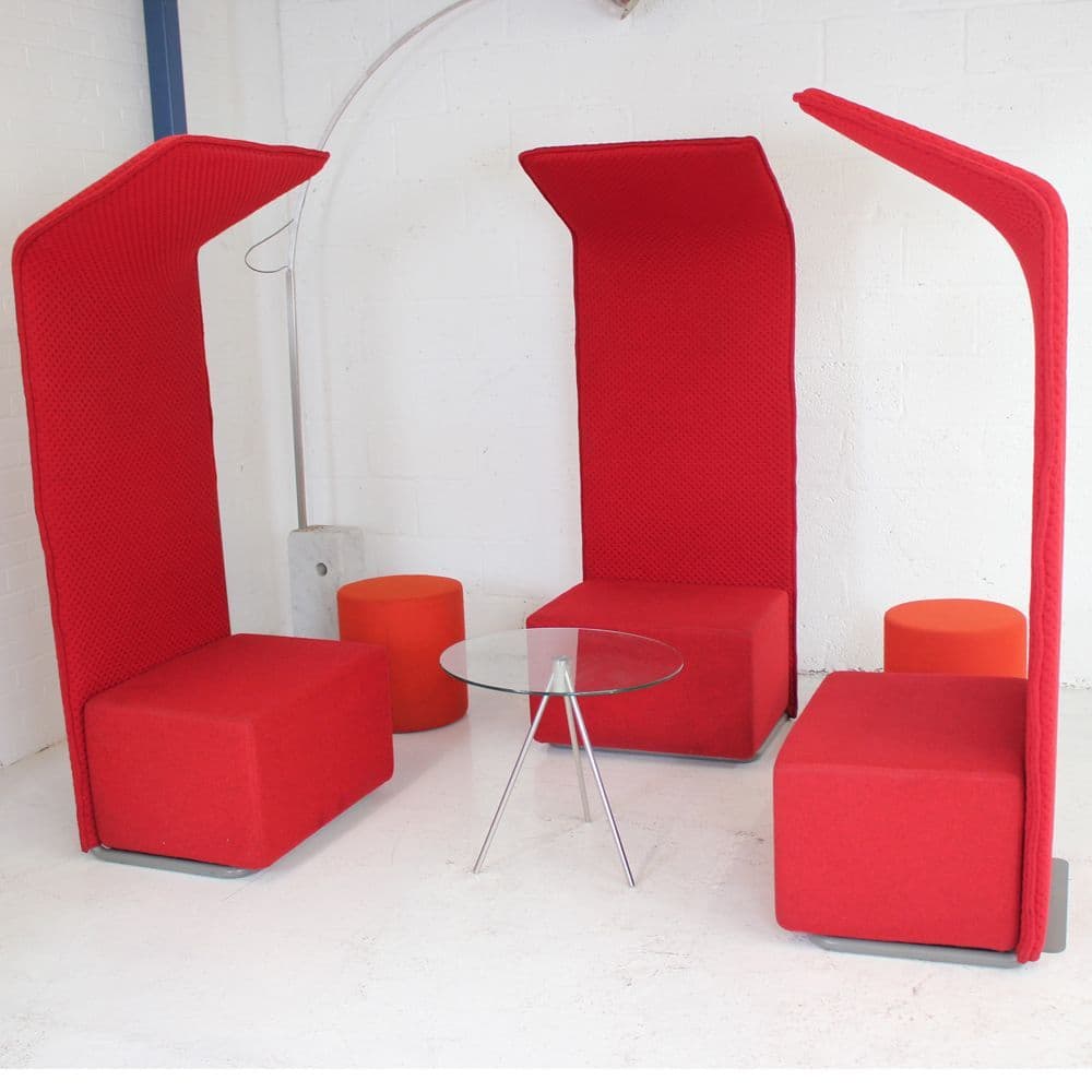 Booth Seating with Canopy | reception seating | red seating with hood