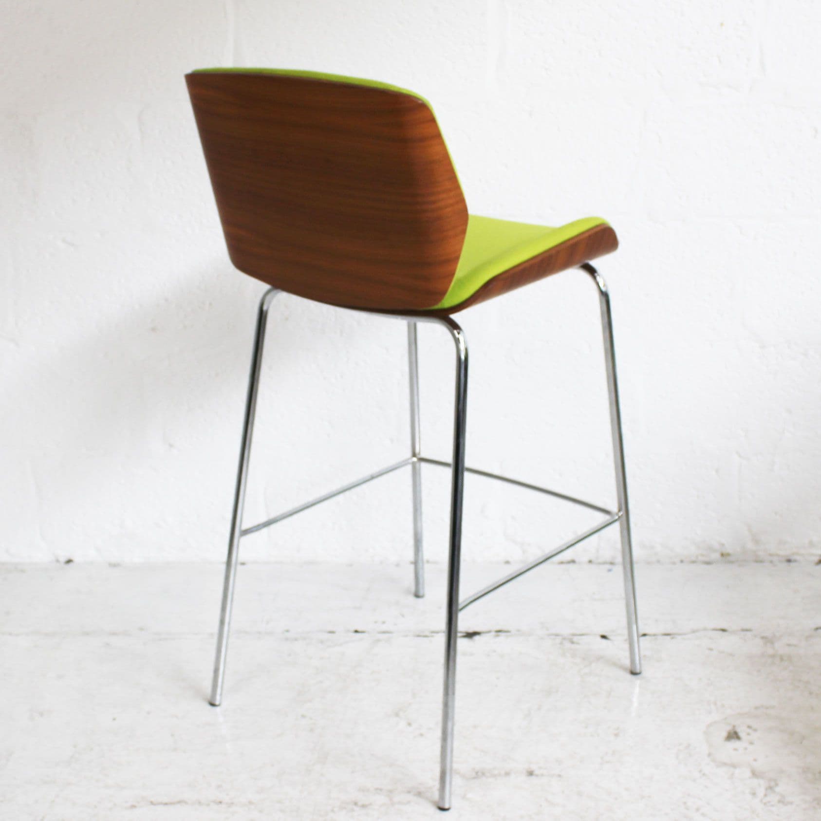 Boss Design Kruze Stool with Walnut Veneer | Green Stool | David Fox Stool