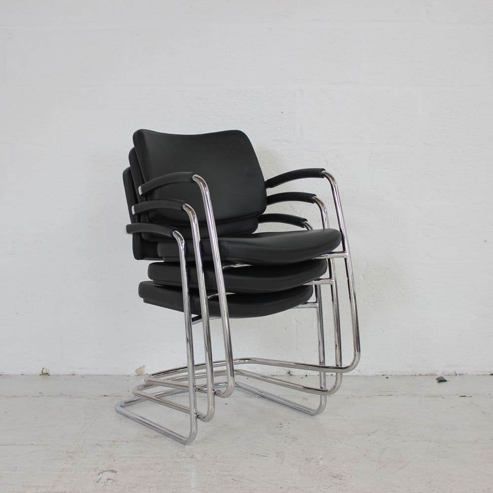 Boss Design Pro Cantilever Chair | Black Meeting Chair | Leather ...