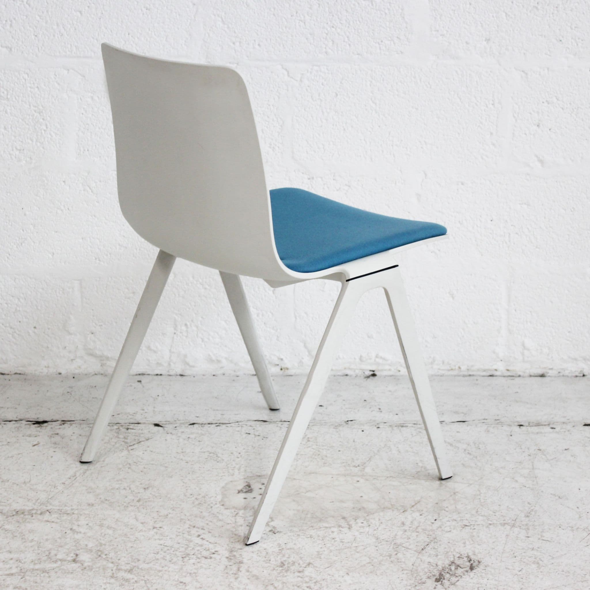 Brunner A Chair - White - Blue Seat | White Stacking Chair | White ...