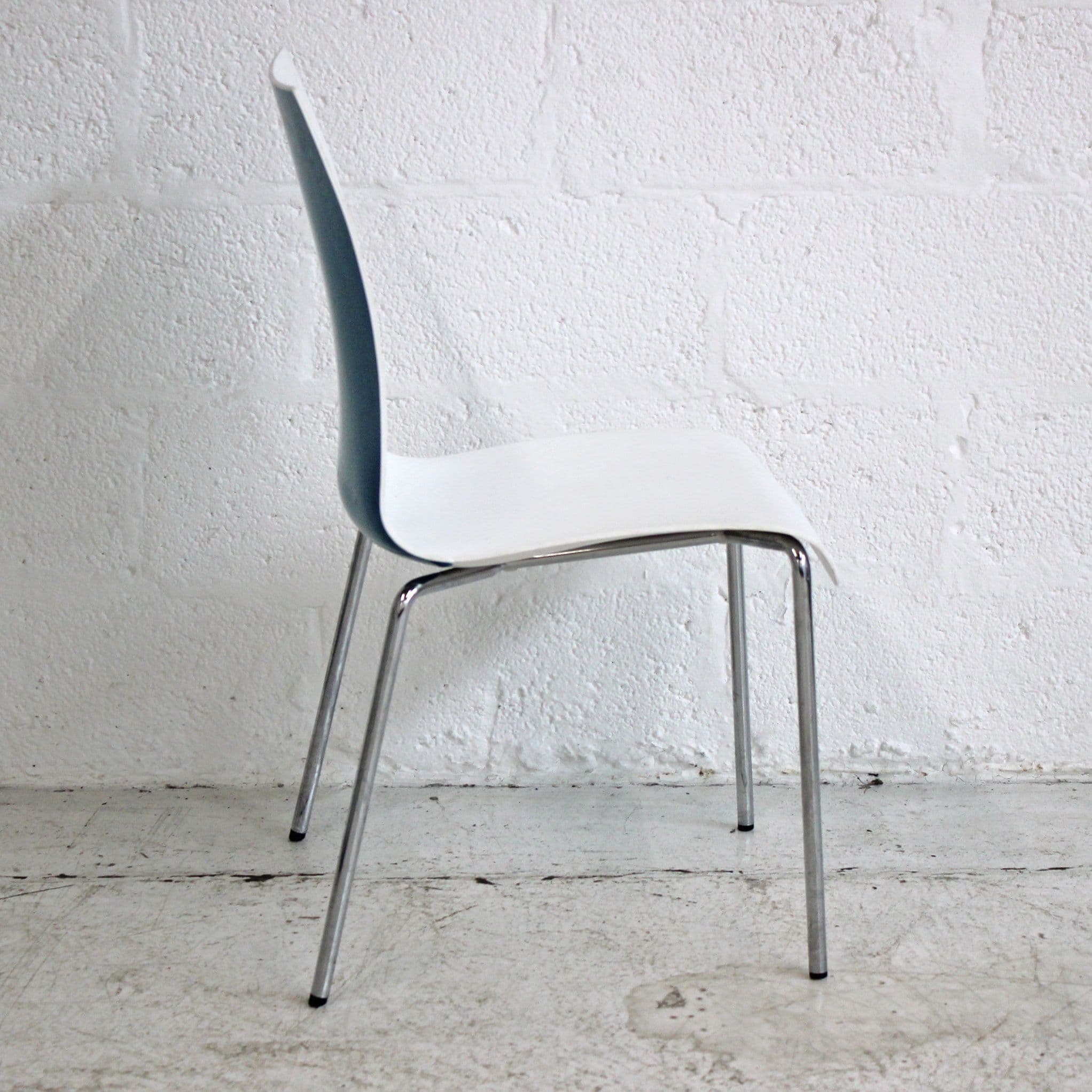 Brunner Fina Acrylic Chair | White Stacking Chair | Blue and White chair