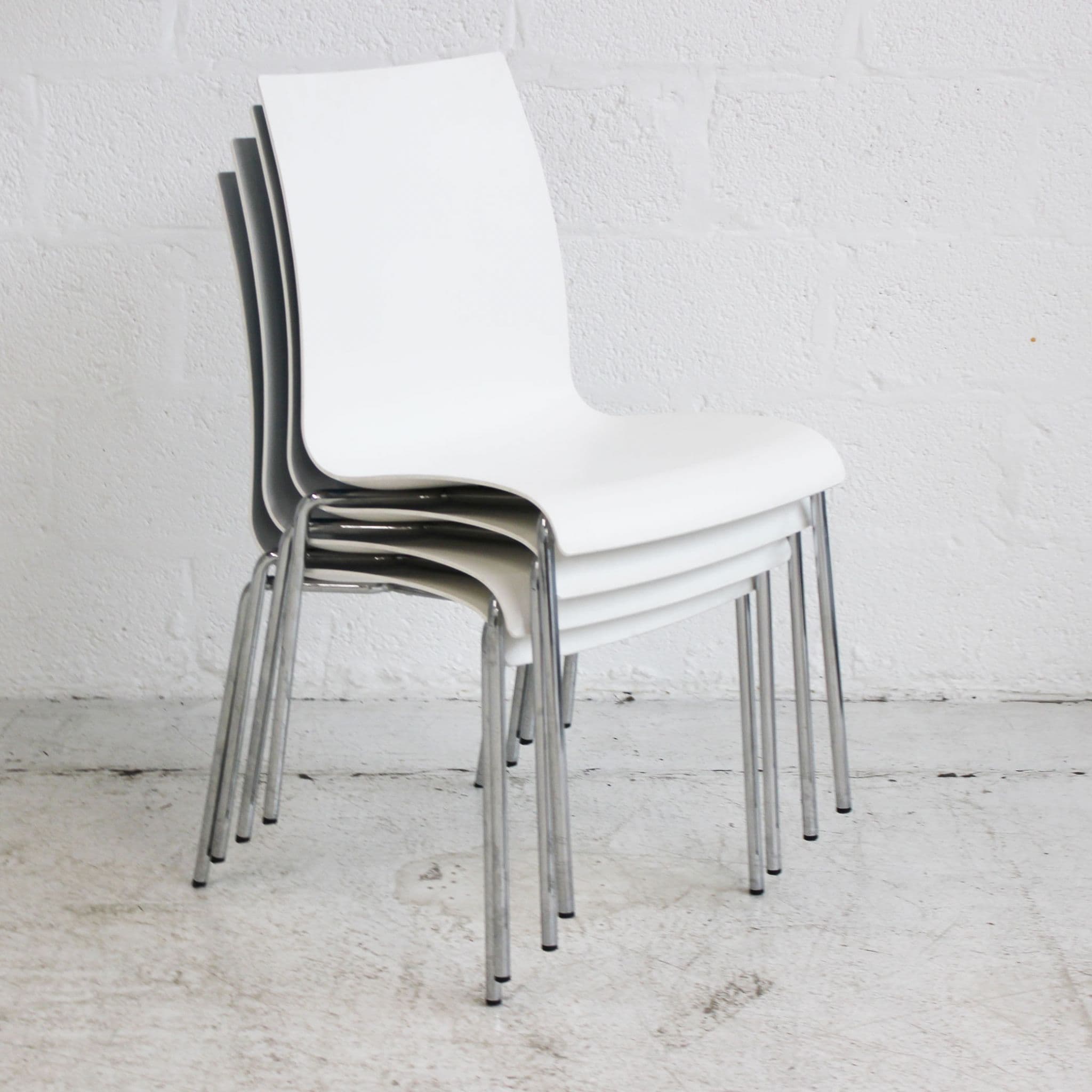 Brunner Fina Acrylic Chair | White Stacking Chair | Blue and White chair