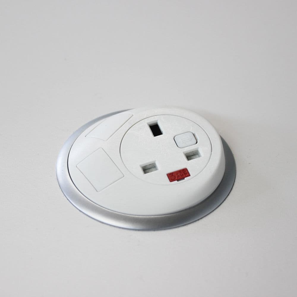 Circular Meeting Table with Power Module | white table | round white table