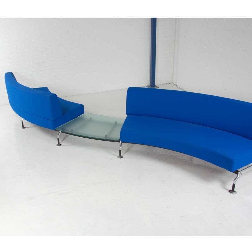 Curved Reception Sofa | Blue Reception Seat | S Shape Sofa