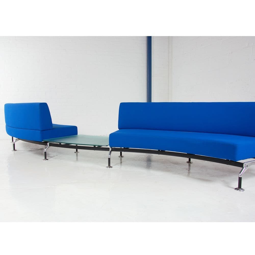 Curved Reception Sofa | Blue Reception Seat | S Shape Sofa