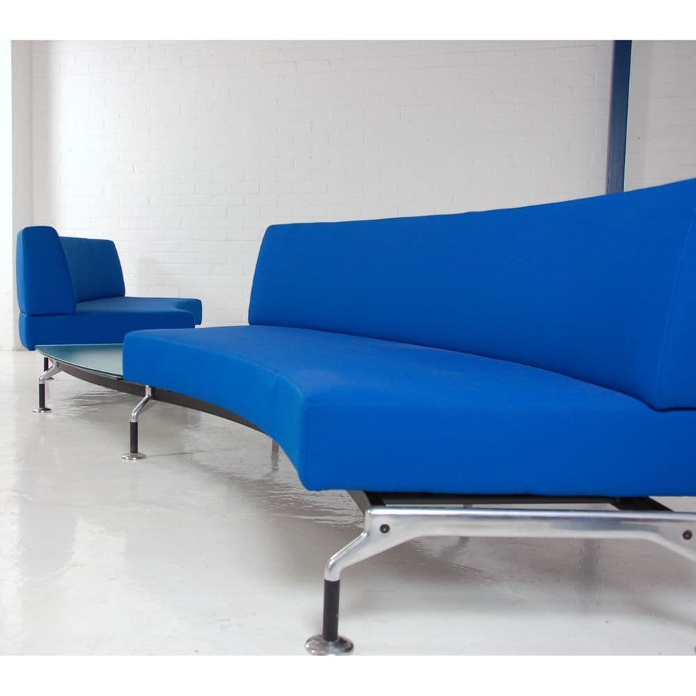 Curved Reception Sofa | Blue Reception Seat | S Shape Sofa