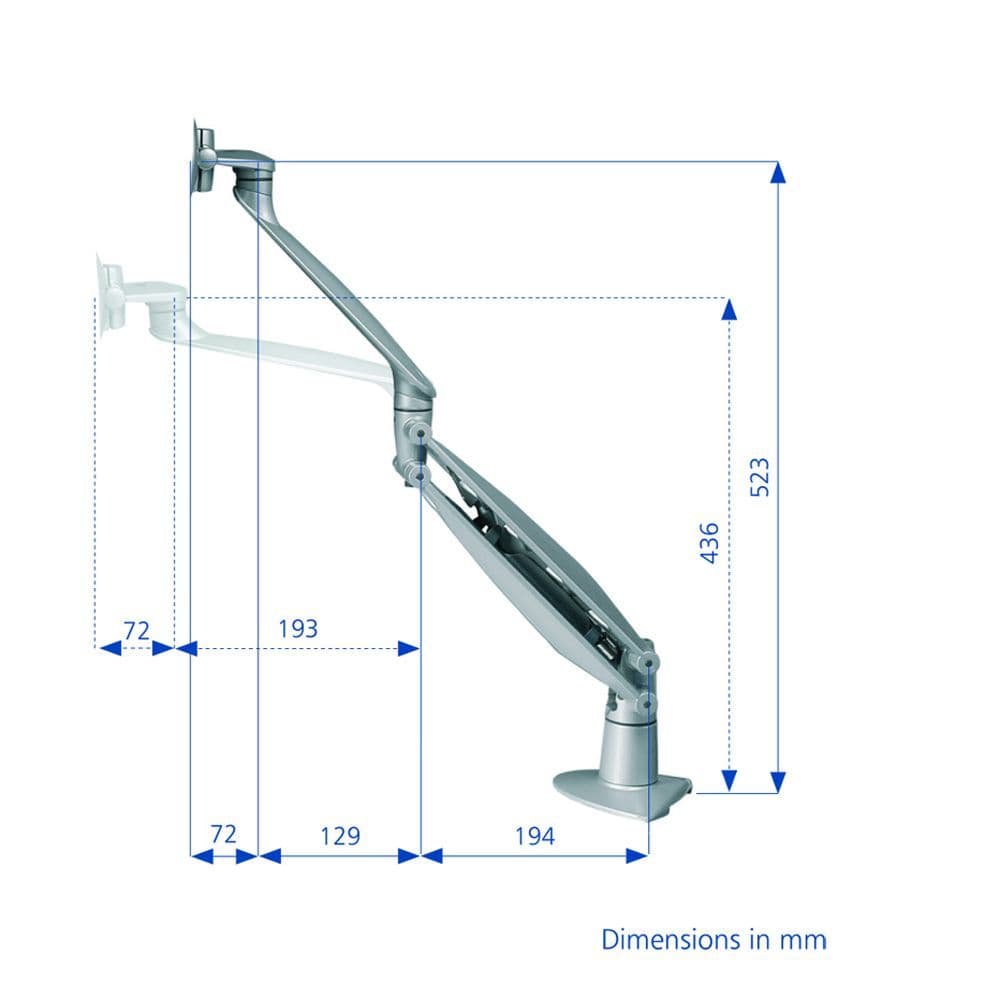 Cygnus Gas Assisted Monitor Arm | Desk Arm for Screen | Computer Screen Arm