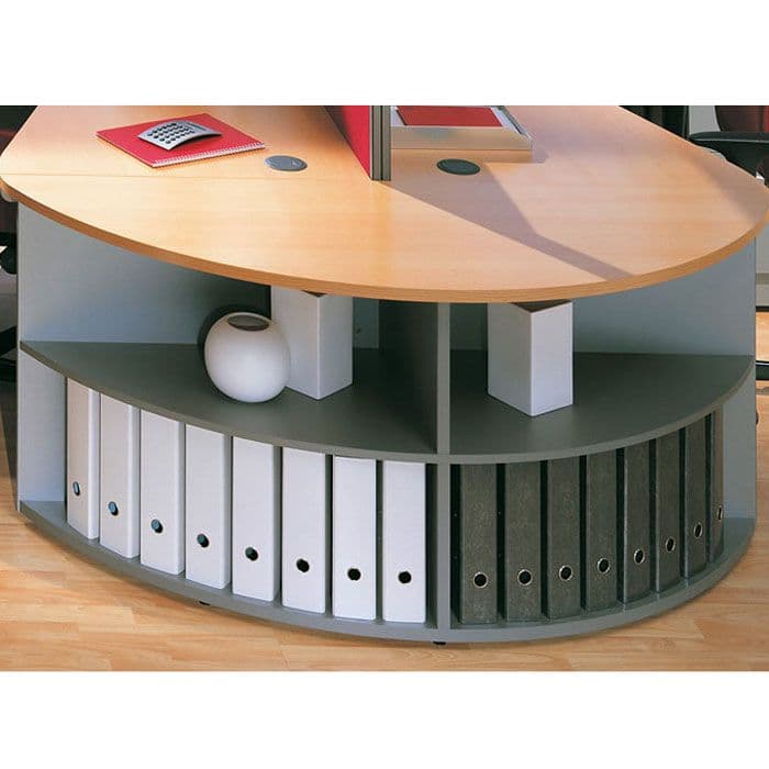 D End Open Storage Bookcase | end of desk shelves | curved shelves for ...