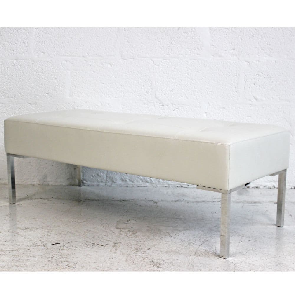 Davison Highley Aria Bench | White Leather Bench | Low Level Bench