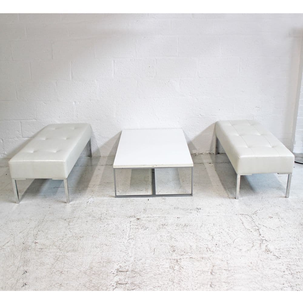 Davison Highley Aria Bench | White Leather Bench | Low Level Bench