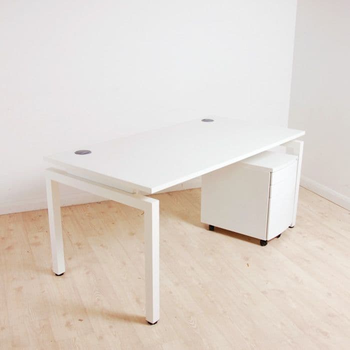 Flex | New Slim Silver Free Standing Desk | narrow desk | space saving desk