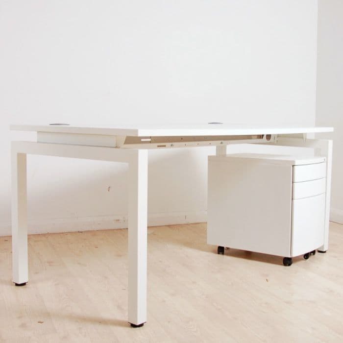 Flex | New White Free Standing Desk | pole legged desk | rectangular ...