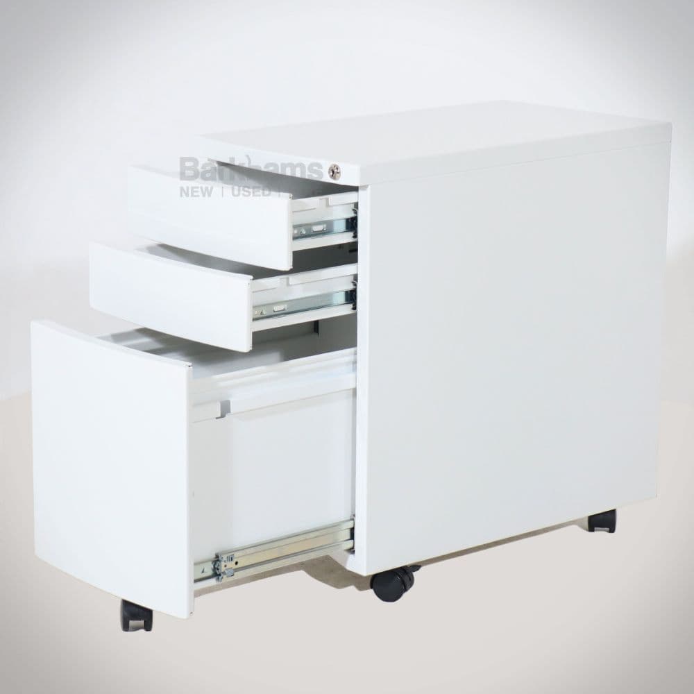 Gloss White Underdesk Pedestal| Underdesk Storage Unit in White| 3 Door ...