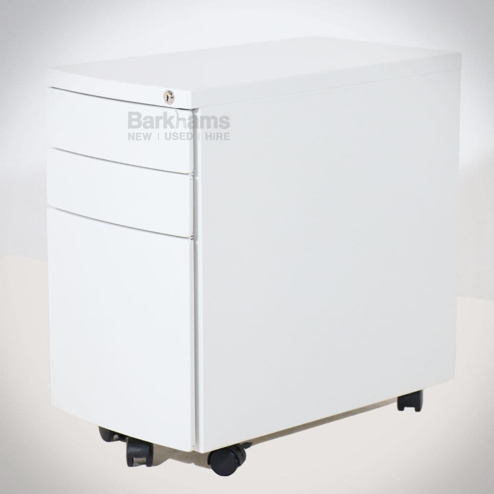 Gloss White Underdesk Pedestal| Underdesk Storage Unit in White| 3 Door ...