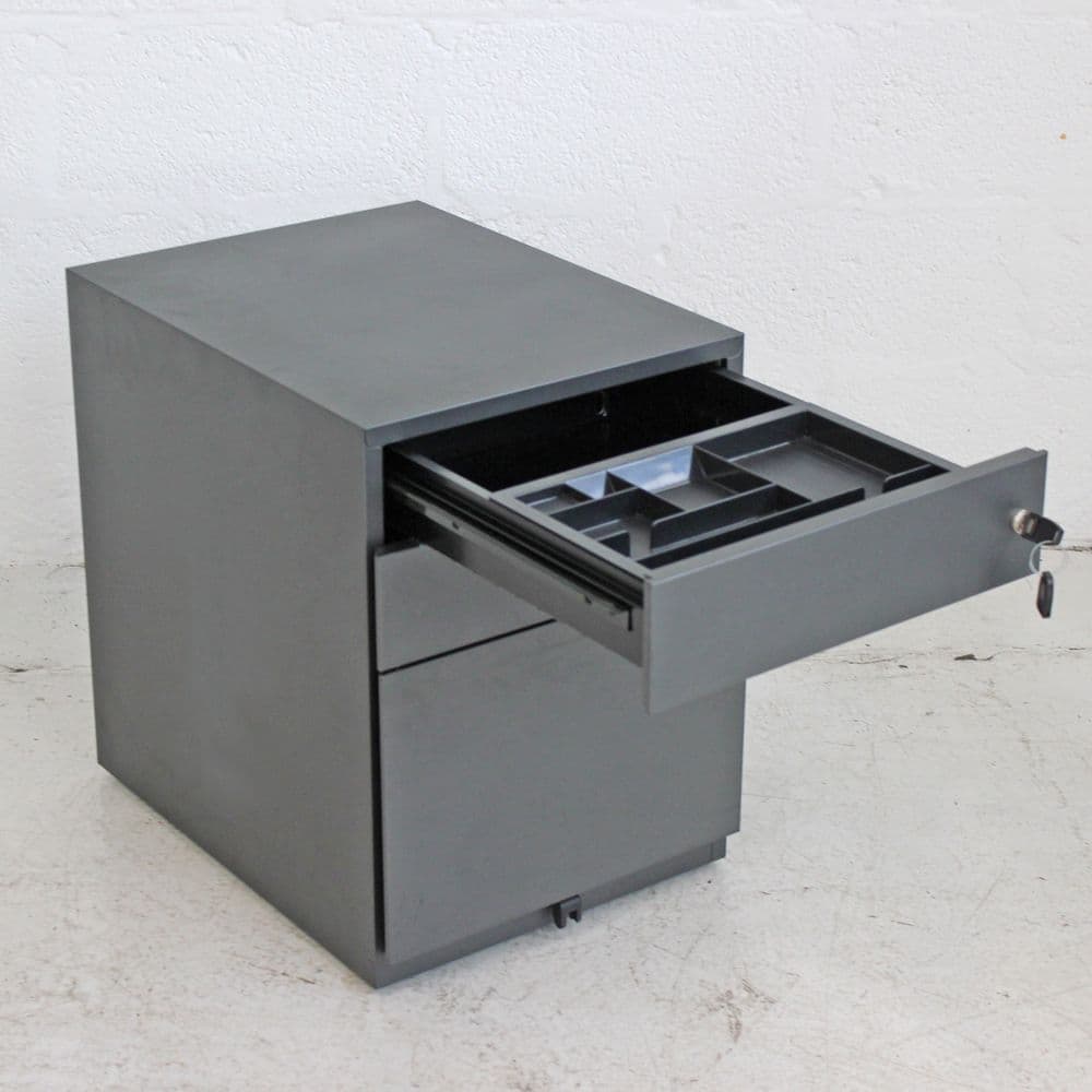 Graphite 3 Drawer Pedestal | Grey drawers | Metal under desk drawers