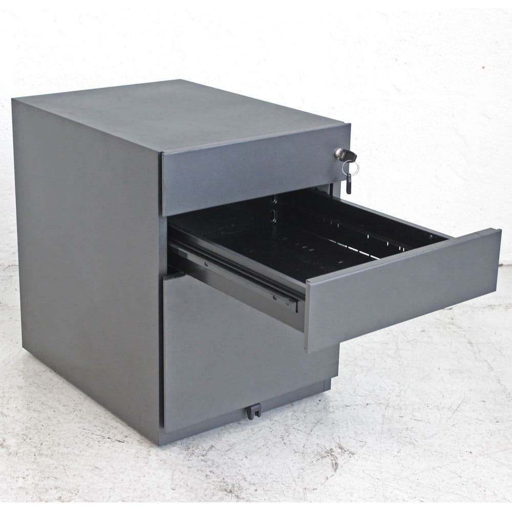 Graphite 3 Drawer Pedestal | Grey drawers | Metal under desk drawers