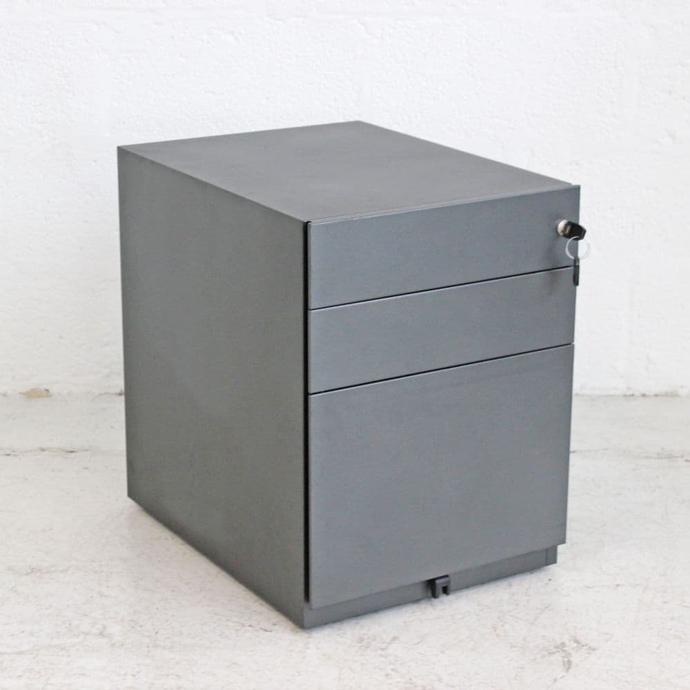 Graphite 3 Drawer Pedestal | Grey drawers | Metal under desk drawers