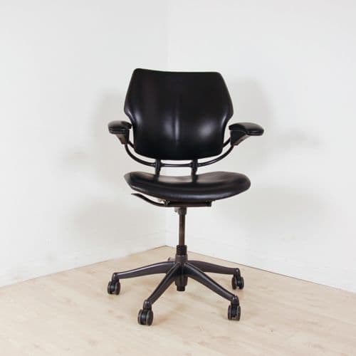 Humanscale Freedom Operator Chair (Black Leather) | leather ergonomic ...