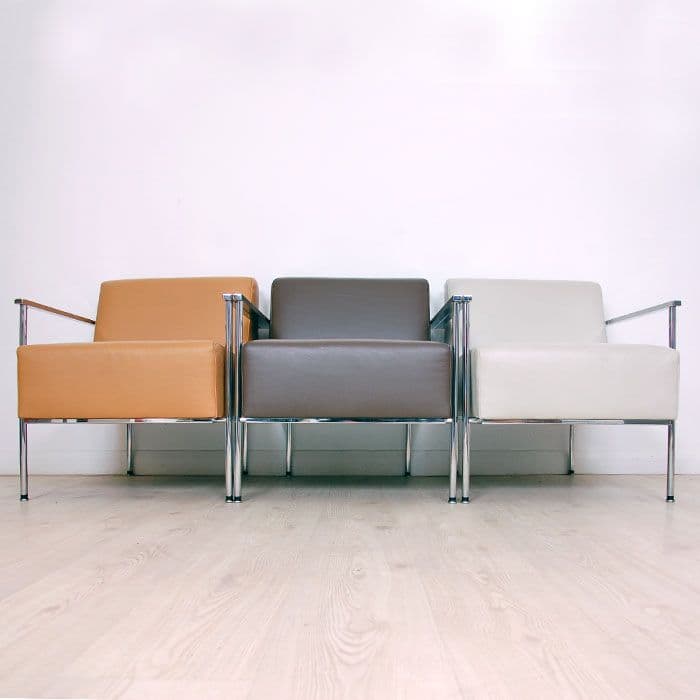 Kron Leather Reception Seating With Chrome | real leather chair ...