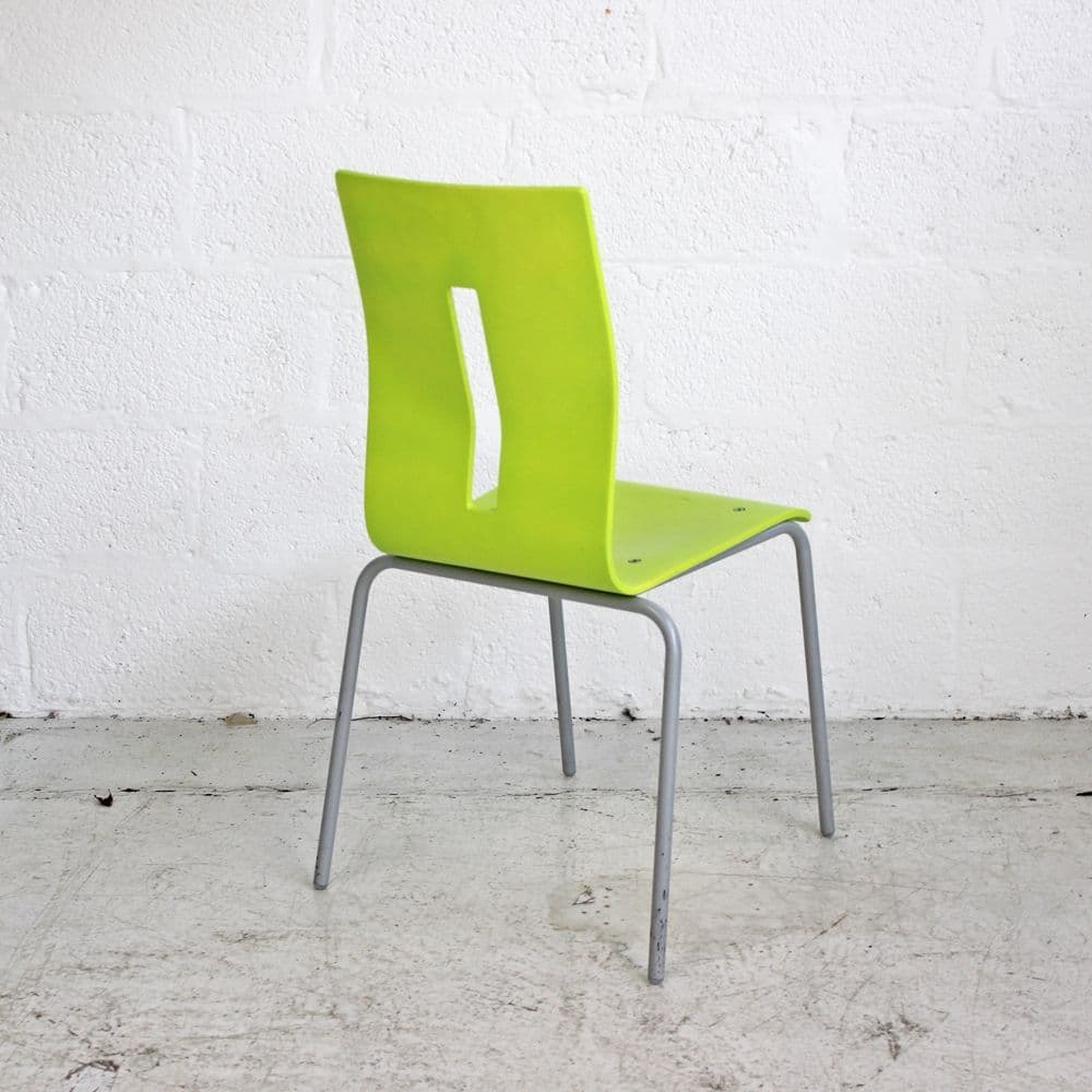 Lime Green Canteen Chair | Green Wooden Chair | Lime Green Chair