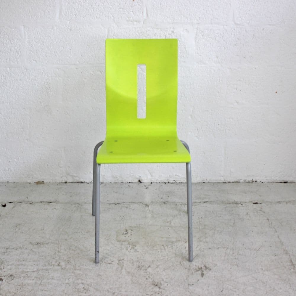 Lime Green Canteen Chair | Green Wooden Chair | Lime Green Chair