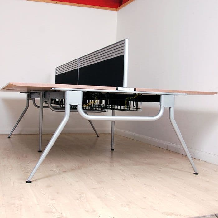 Logic/Staverton LT Range Bench Desk in Walnut | pole leg bench desk ...