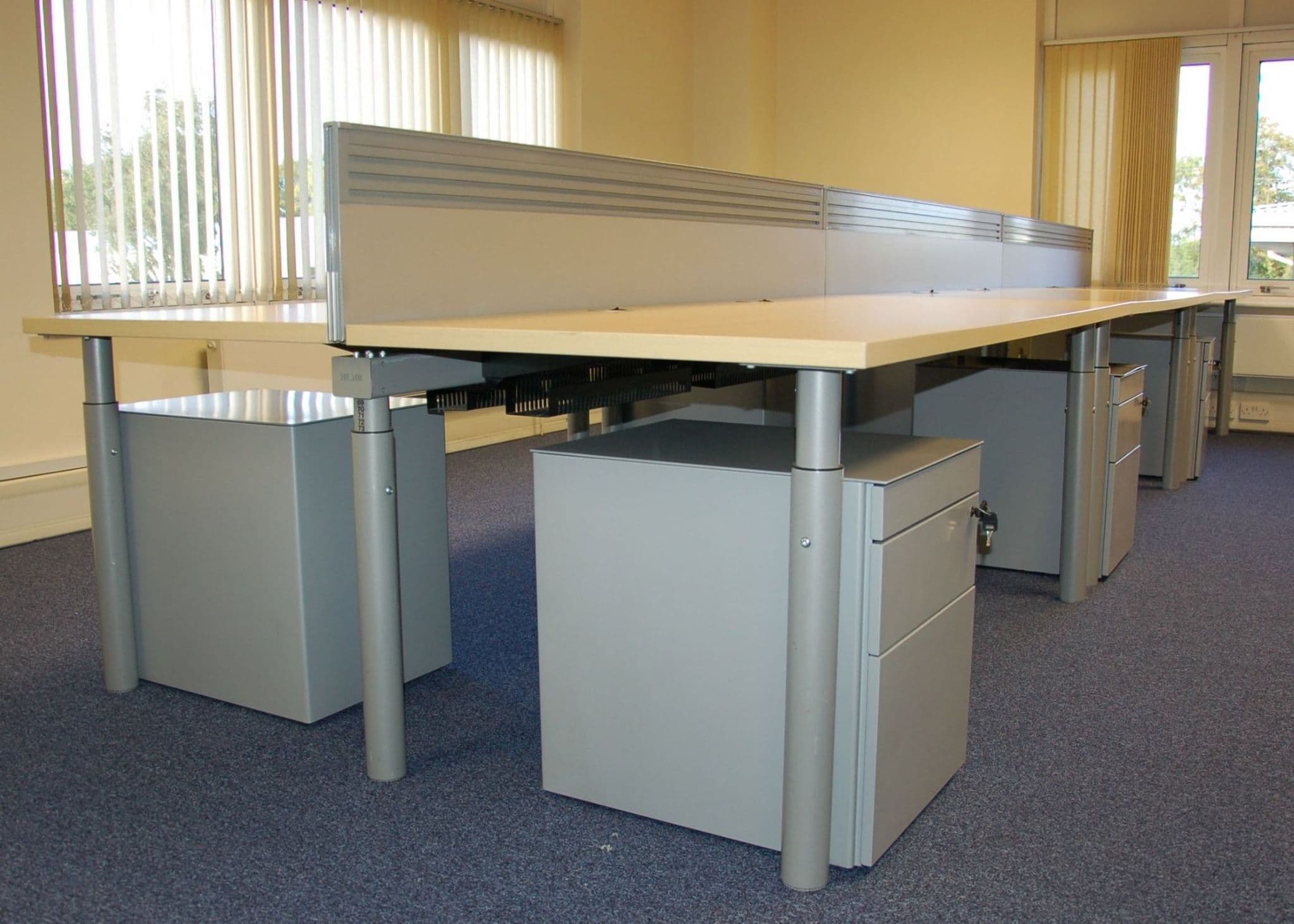 Maple Double Bench Desk | bench desk on silver base | multi user office ...