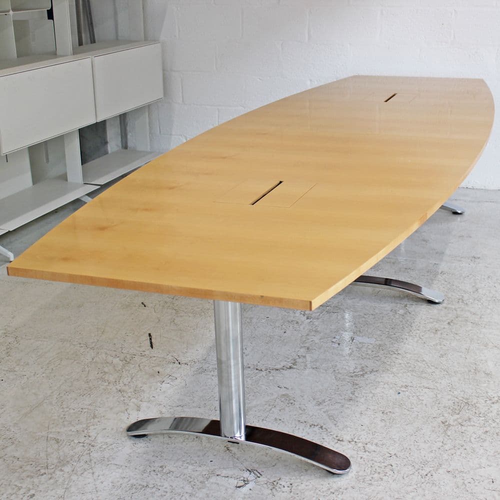 Maple Veneer Barrel Shape Table | Long Meeting Table | Large Conference ...