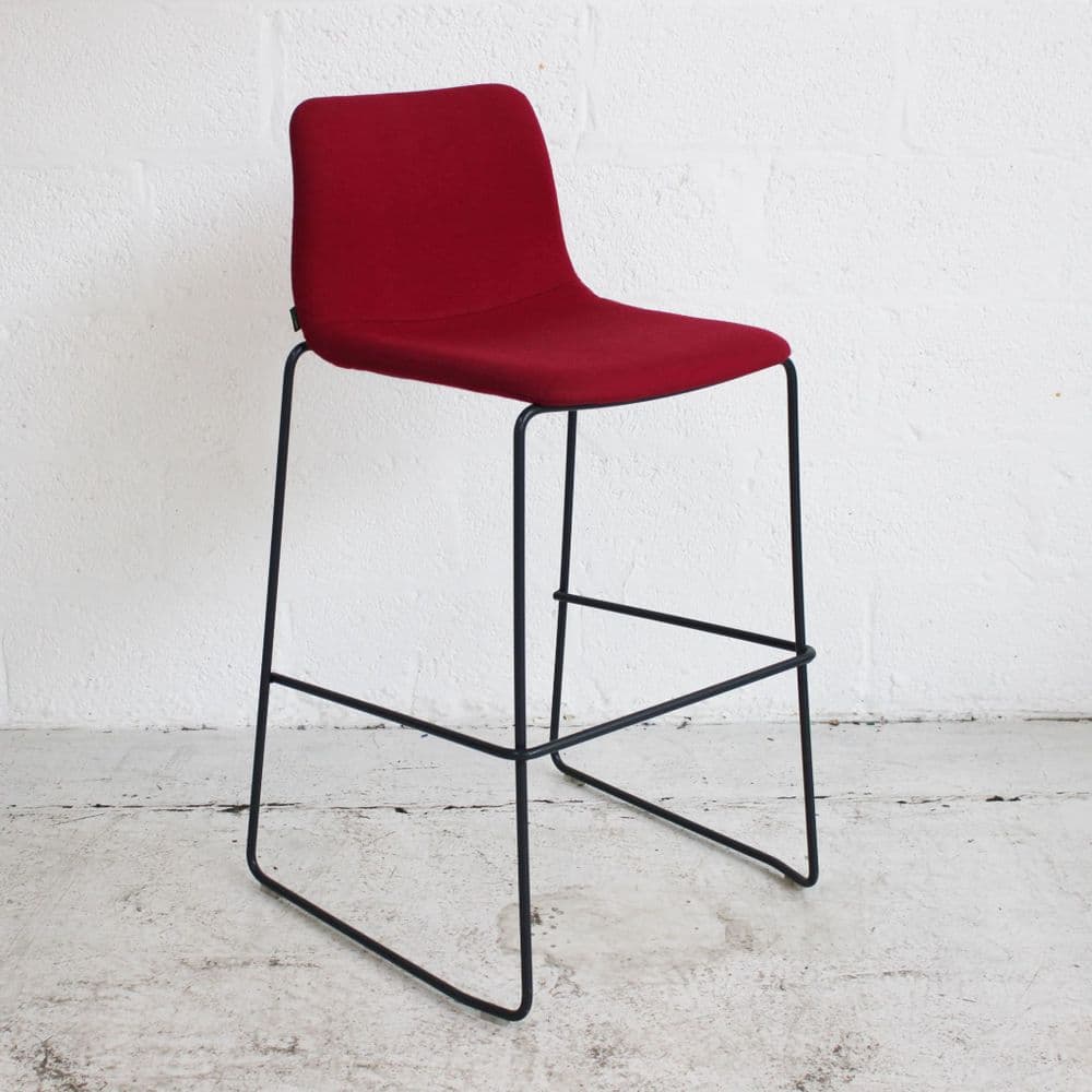 Naughtone Viv Stool - Red | bar stool | upholstered high stool