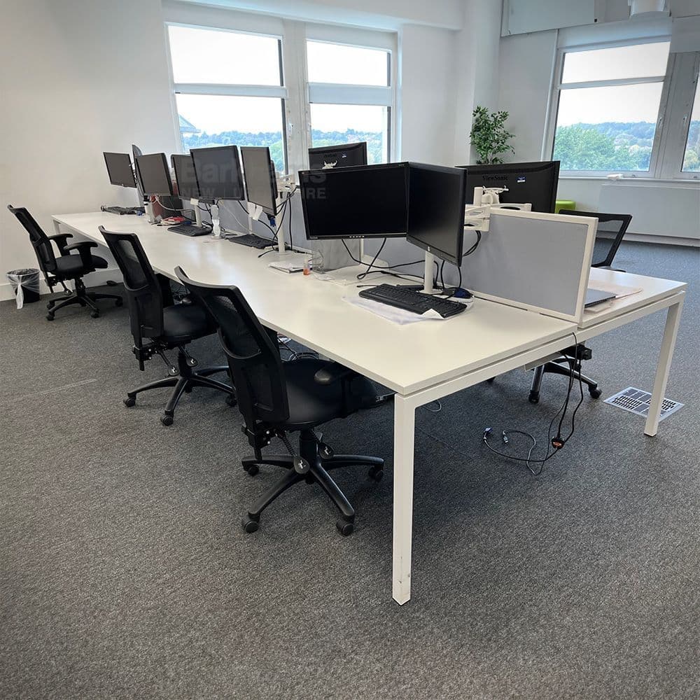 Nova Bench Desk by Narbutas | White MFC/White Frame | with Screens ...