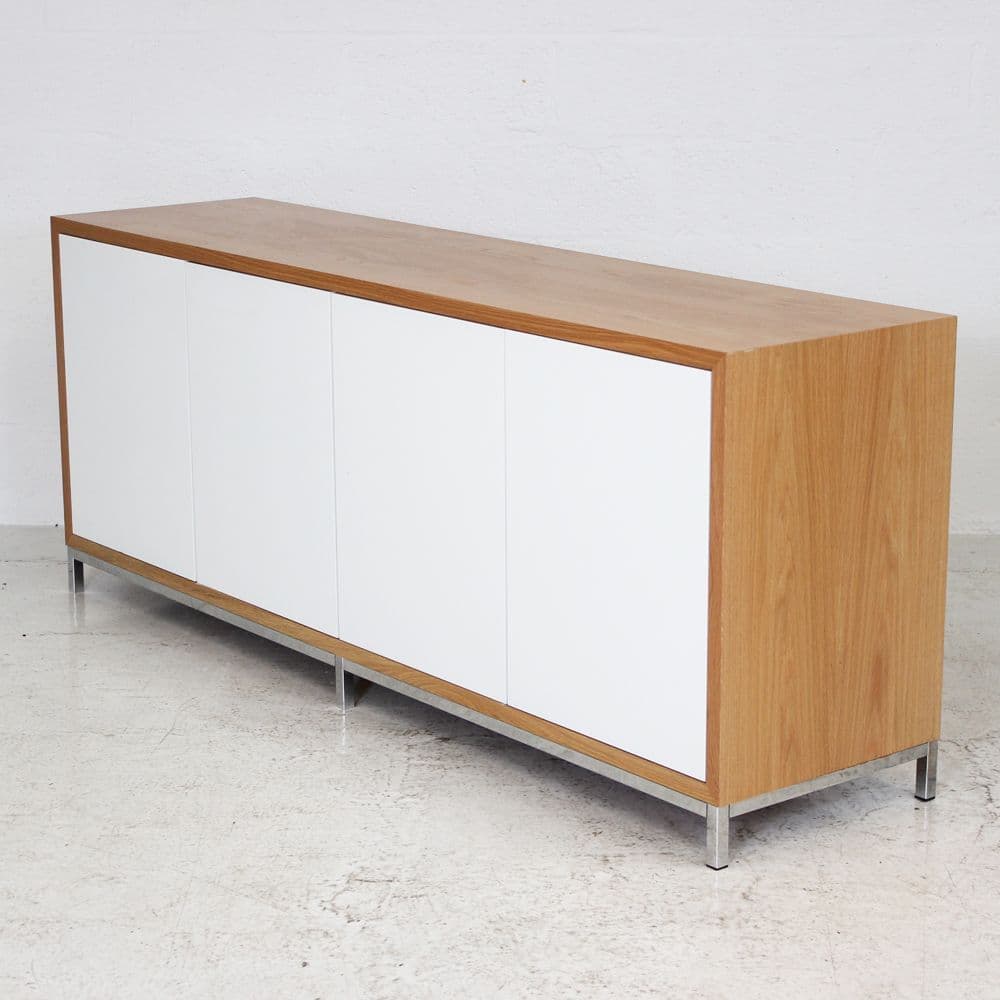 Oak Credenza with White Doors | executive cupboard | boardroom storage