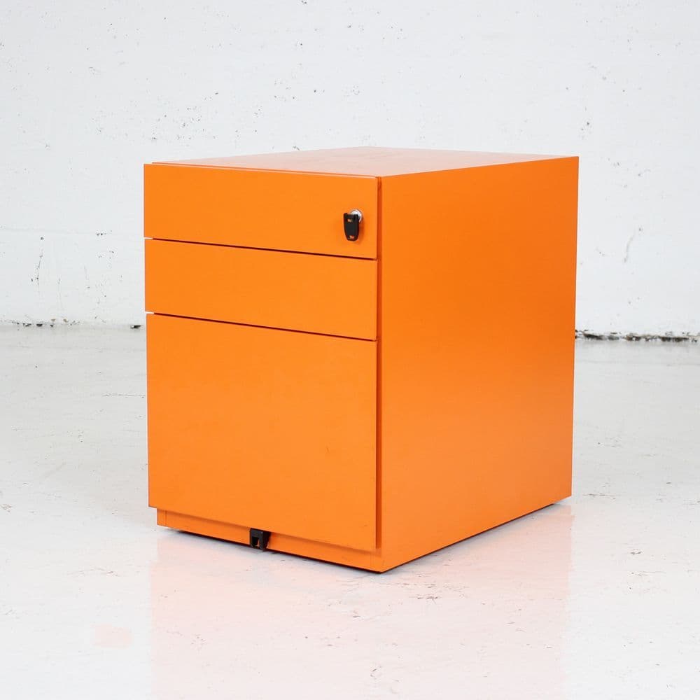 Orange 3 drawer pedestal | colourful pedestal | orange office storage