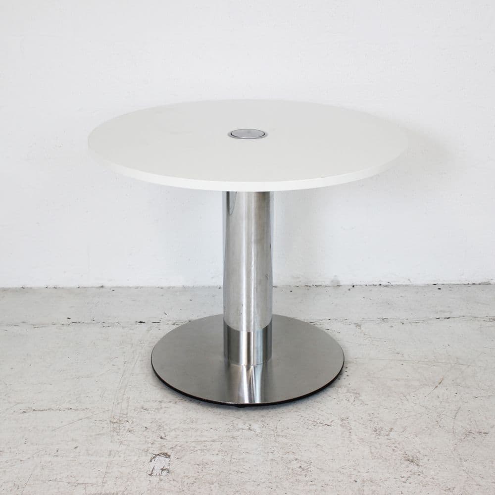 Orangebox Circular Table with Power Module | White Meeting Table ...