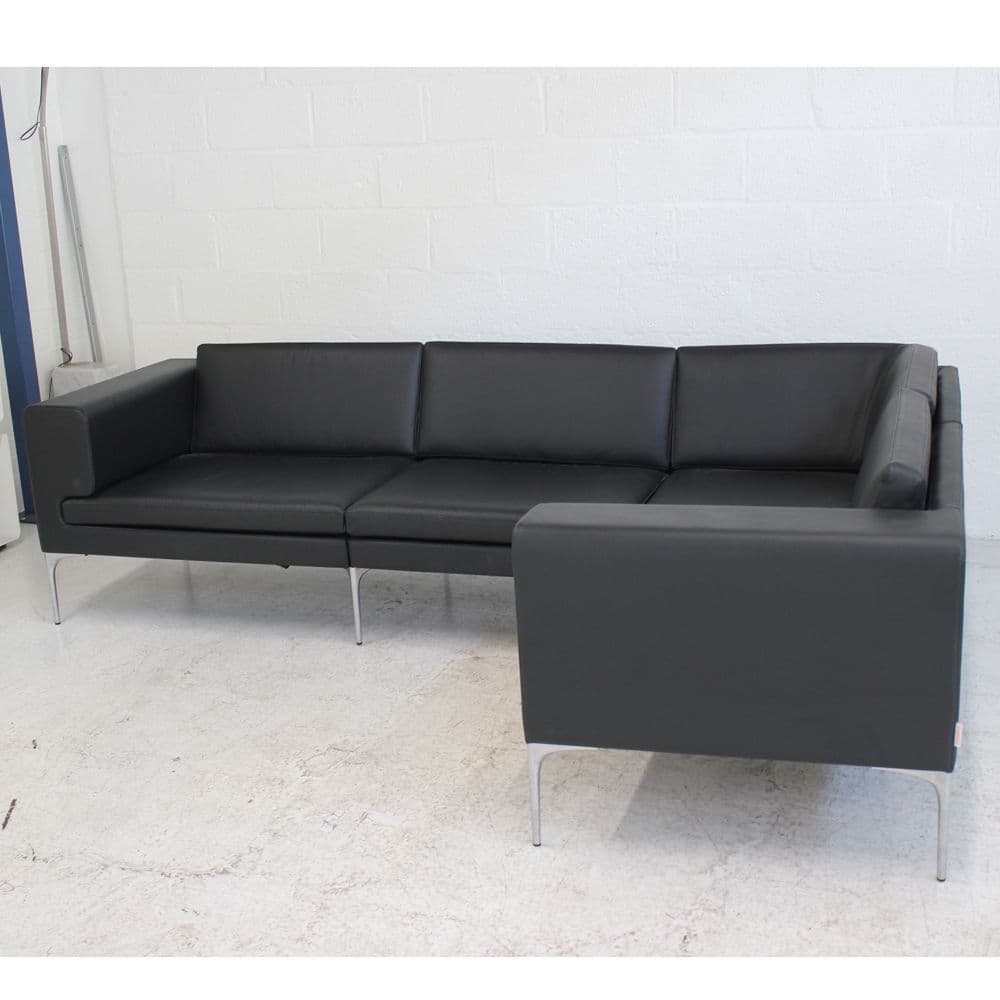 Orangebox Vale Sofa – Real Leather | Black Leather Sofa | L Shape Sofa