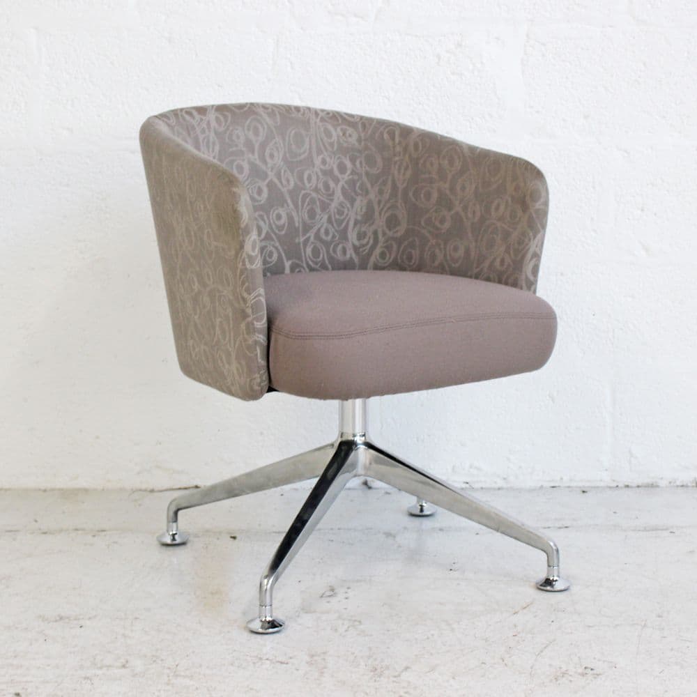 Patterned Tub Chair on Chrome Base | Beige Tub Chair | Stylish ...