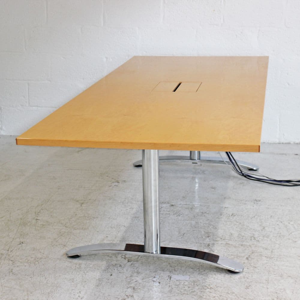 Rectangular Maple Veneer Meeting Table w/ Power Module | Table with ...